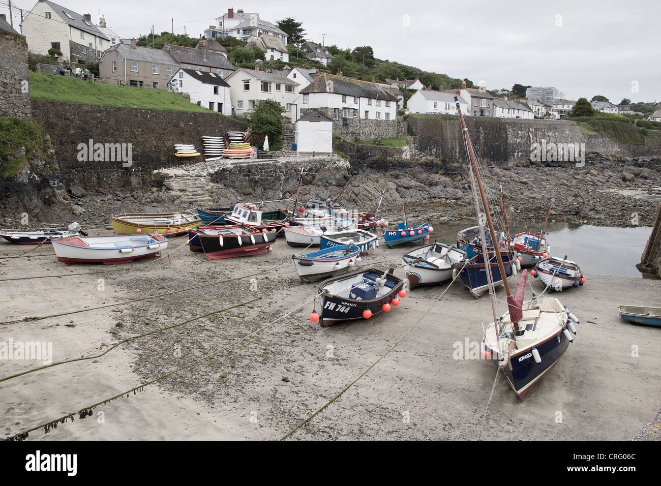 Fishing boats Coverack Harbour Lizard Cornwall Stock Photo - Alamy