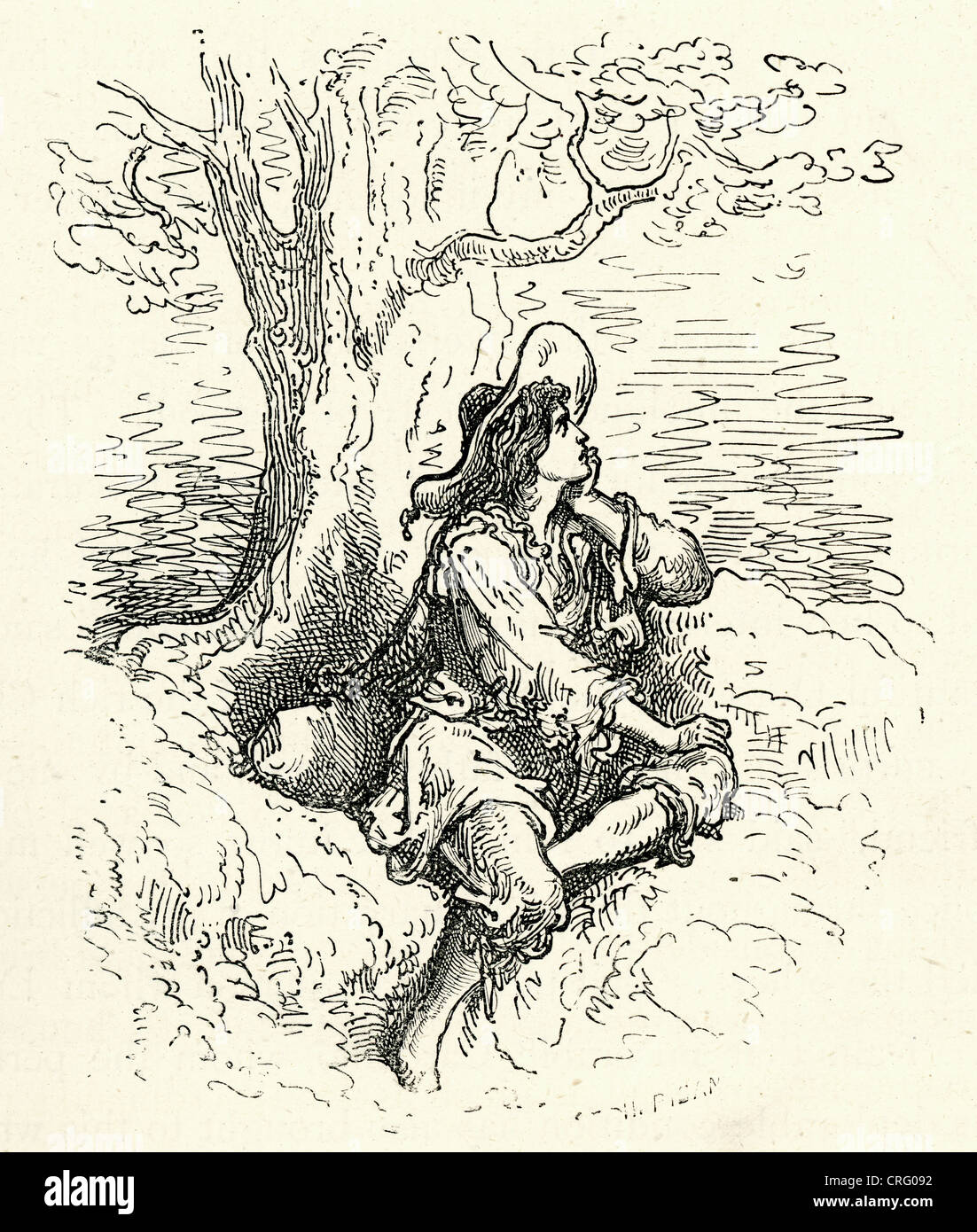 Drawing Of A Man Sitting Under A Tree