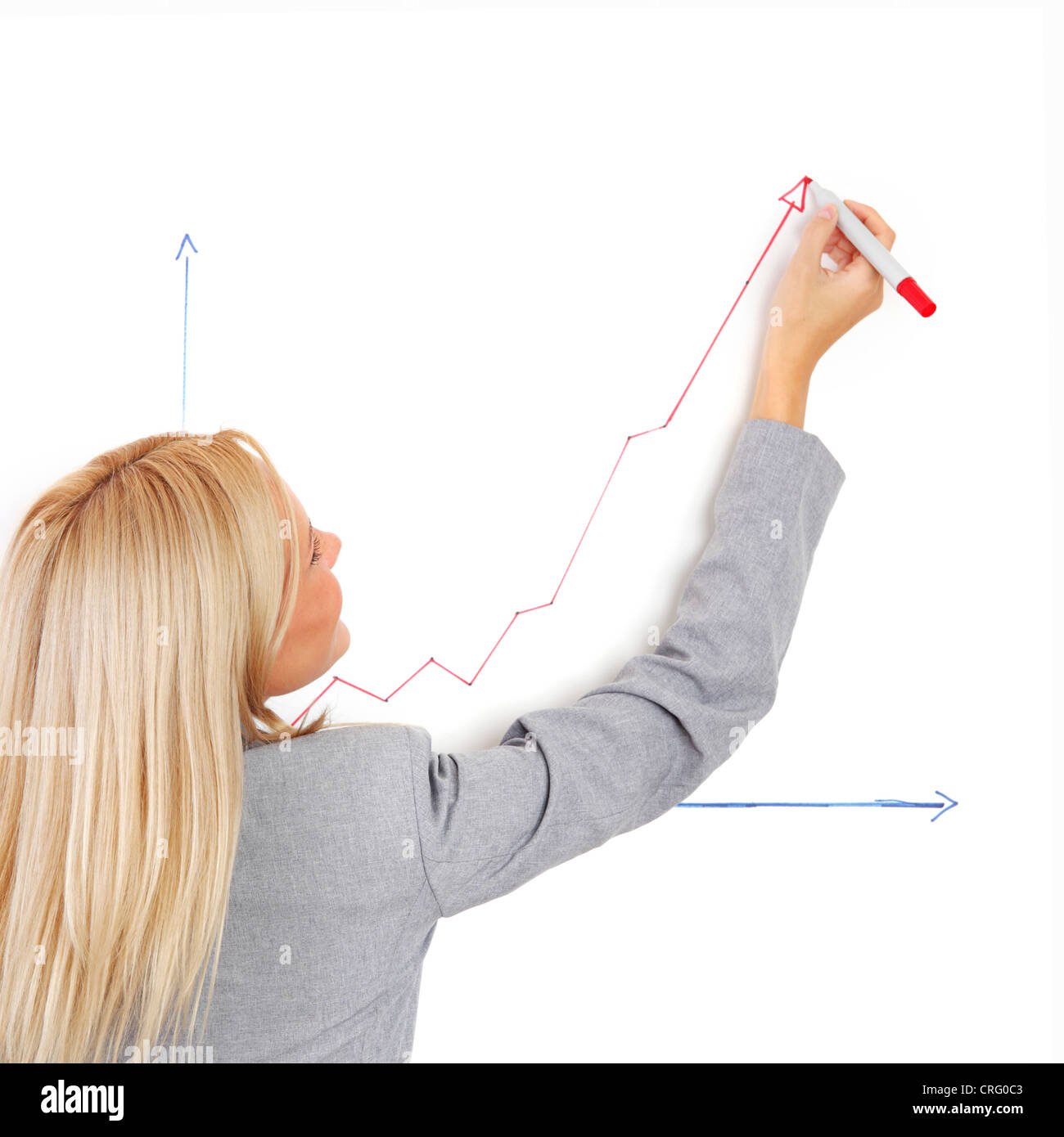 business woman draws a graph on the wall Stock Photo - Alamy