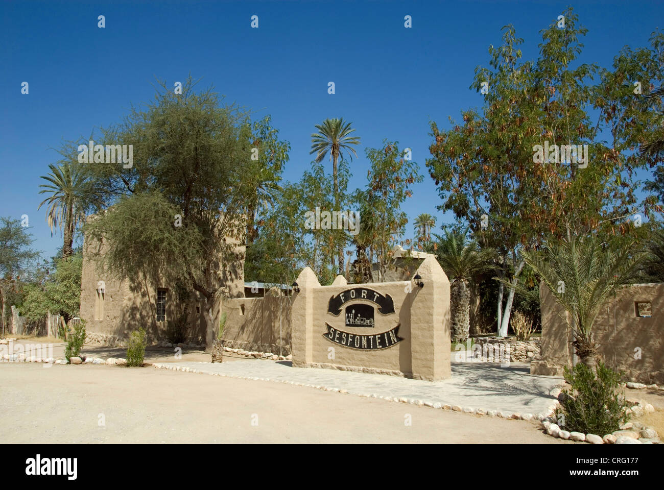 Fort Sesfontein, old German fortress, Namibia, Sesfontein Stock Photo ...