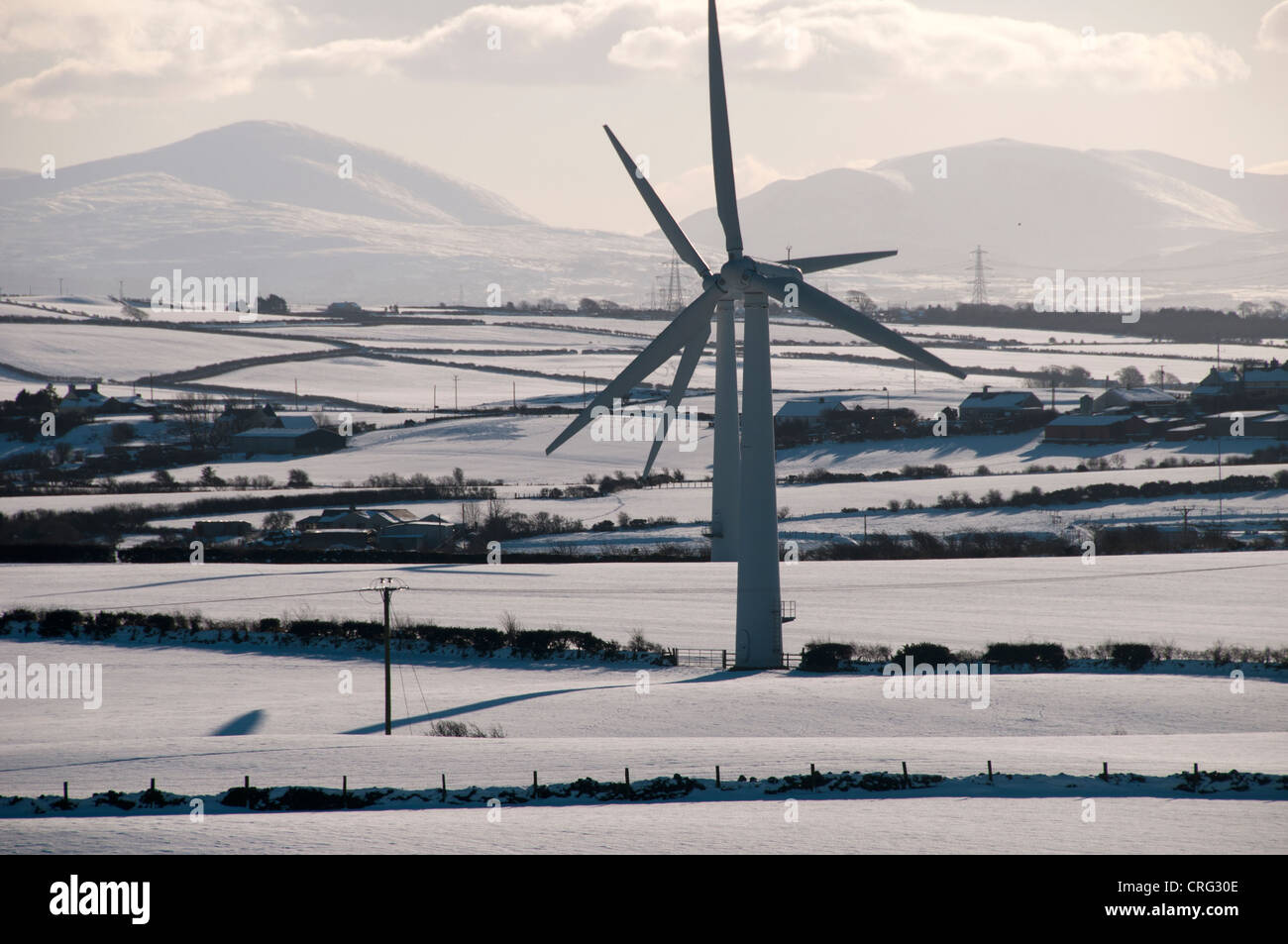 Windmills at the rear of parys mountain Amlwch Anglesey North Wales Uk ...