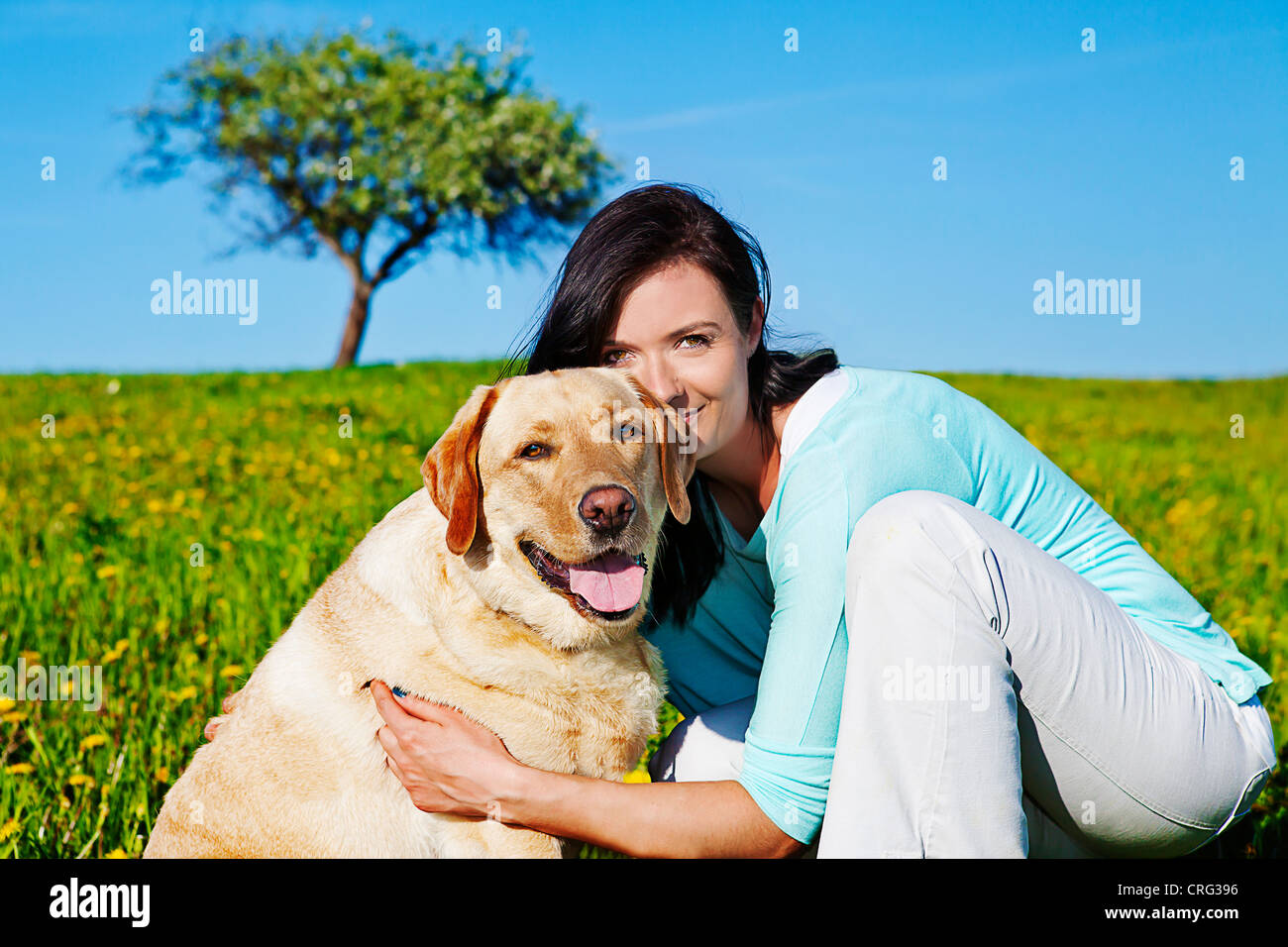 pretty girl with her dog friend Stock Photo - Alamy