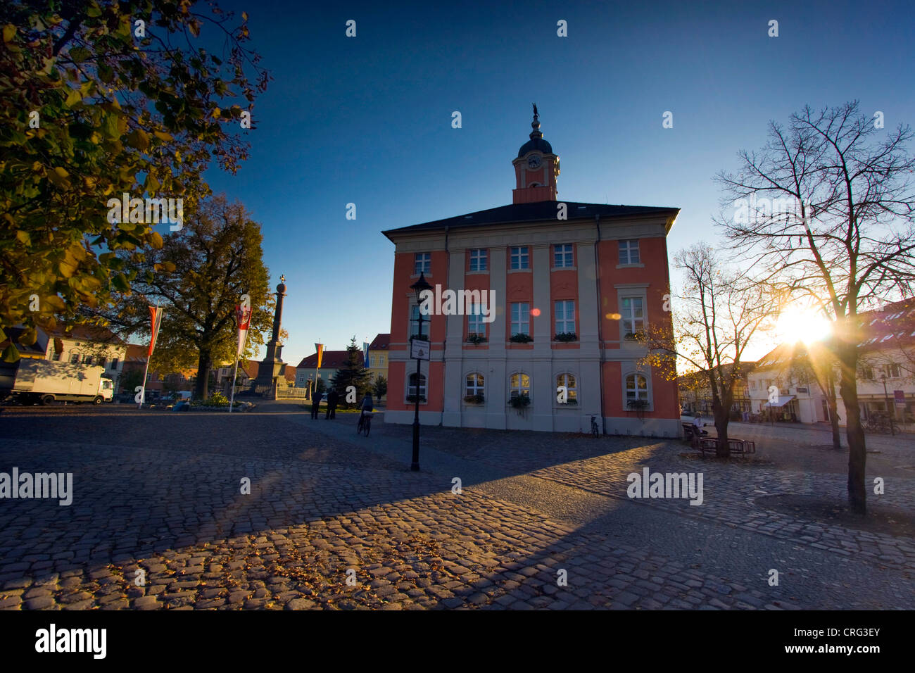 townhall Templin in backlight, Germany, Brandenburg, Templin Stock ...