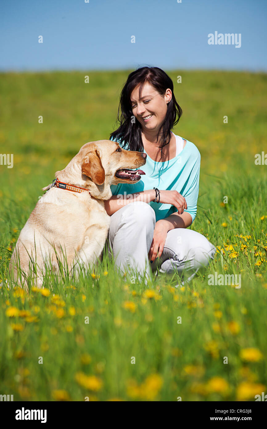 pretty girl with her dog friend Stock Photo - Alamy