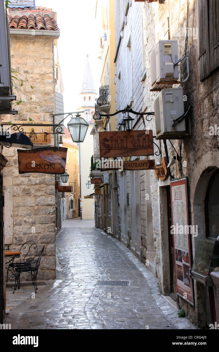 Old Town street, Budva, Montenegro Stock Photo - Alamy