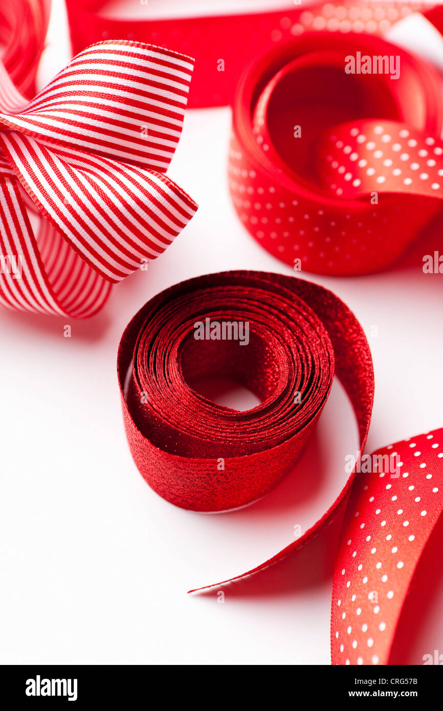 Close up of decorative red ribbons Stock Photo - Alamy