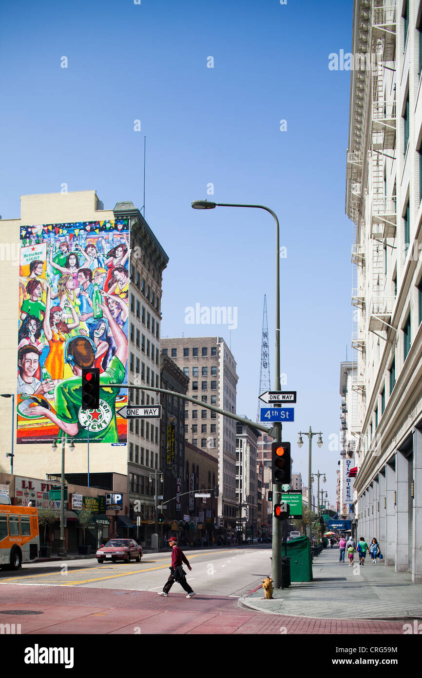 Downtown street scene in Los Angeles, California Stock Photo - Alamy