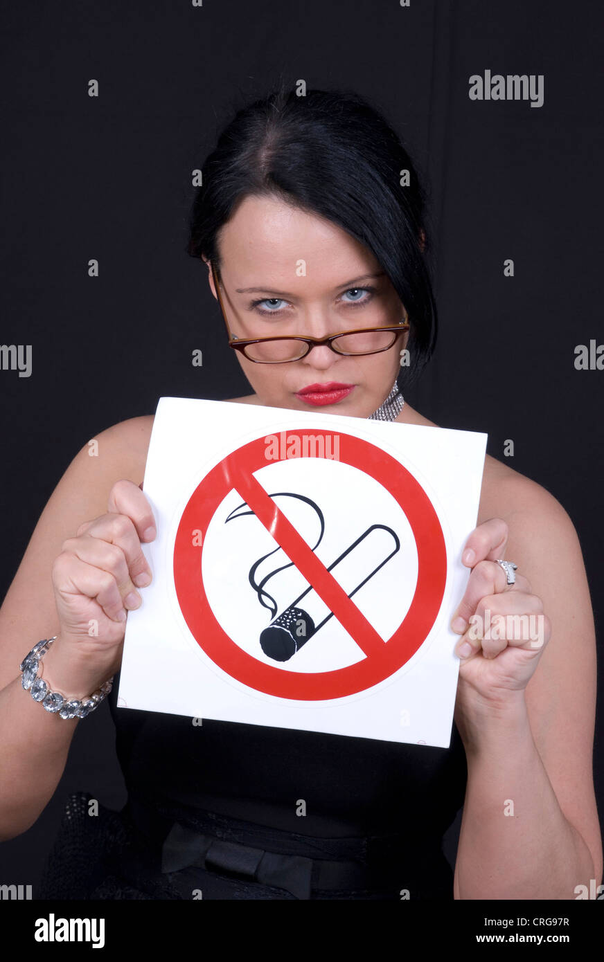 non smoker, woman with shield nonsmoker Stock Photo - Alamy