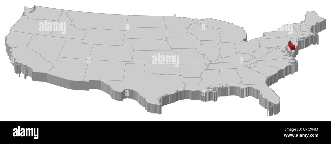 Political map of United States with the several states where Delaware ...