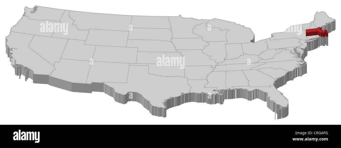 Political map of United States with the several states where ...