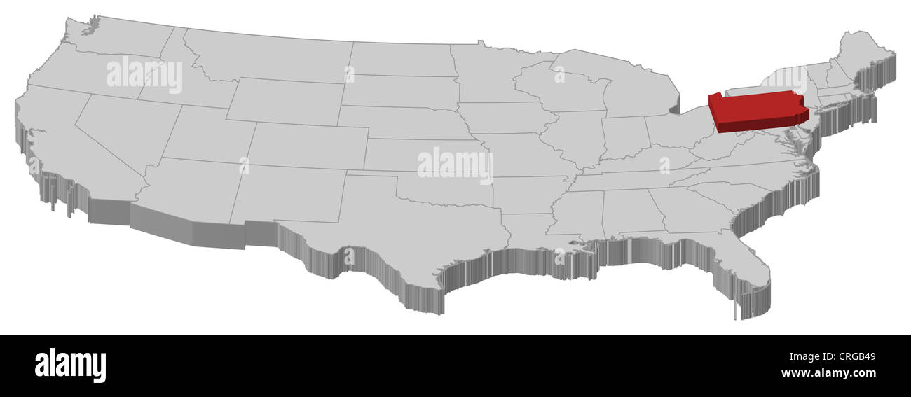 Political map of United States with the several states where ...