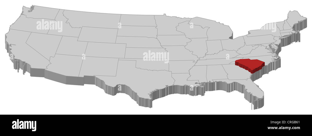 Political map of United States with the several states where South ...