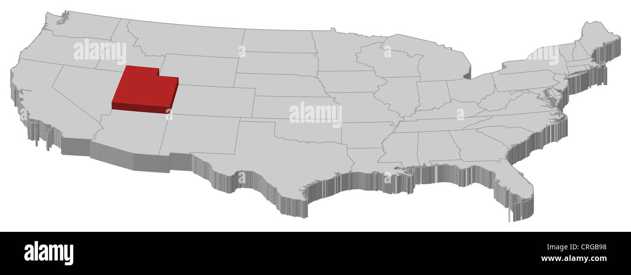 Political map of United States with the several states where Utah is ...
