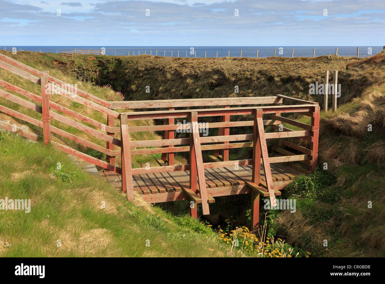 Viewing platform at The Gloup collapsed sea cave at Mull Head Nature ...