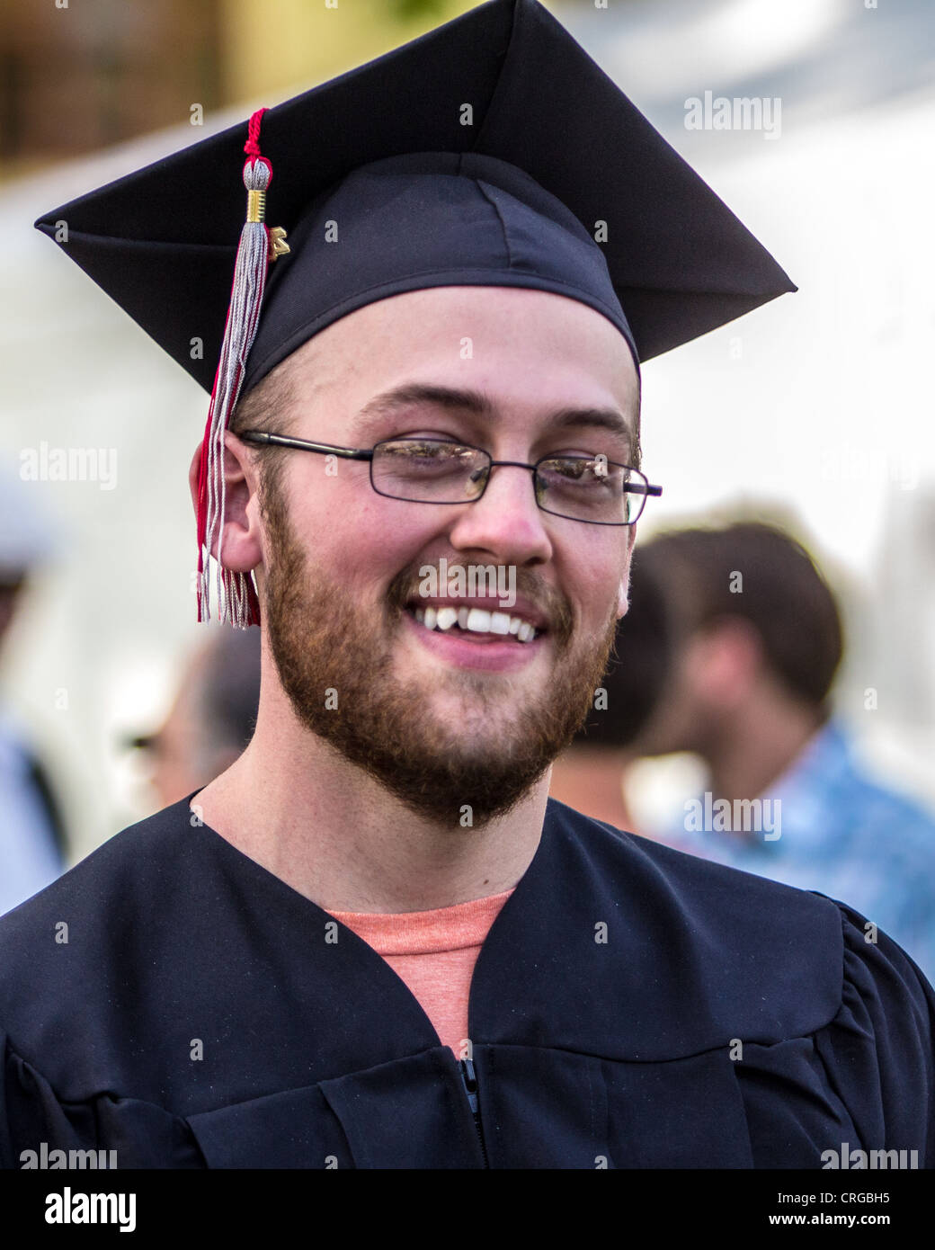 A young man at his college graduation ceremony at California State ...