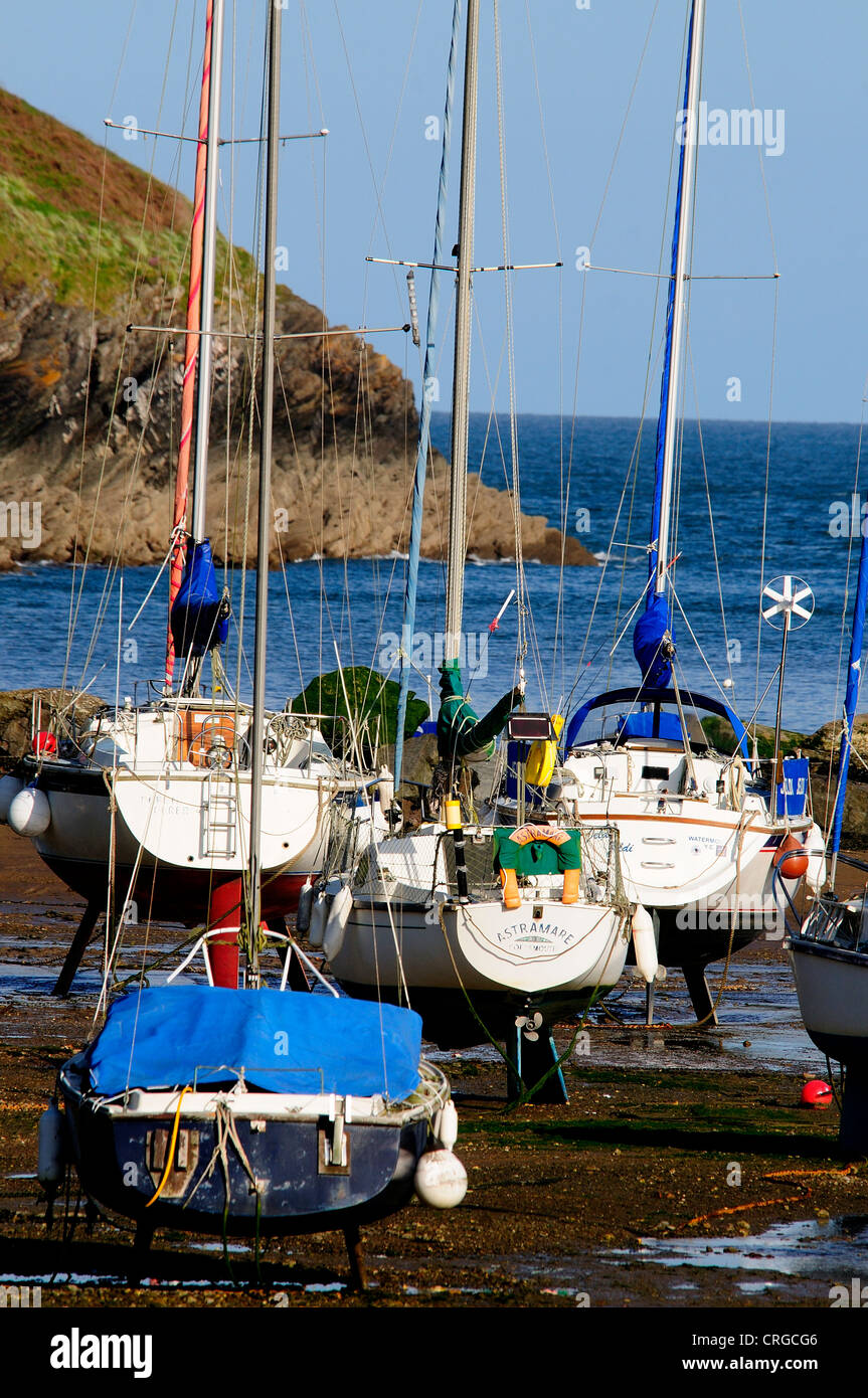 Water Mouth, with yachts and the sea, on the north Devon coast UK Stock ...
