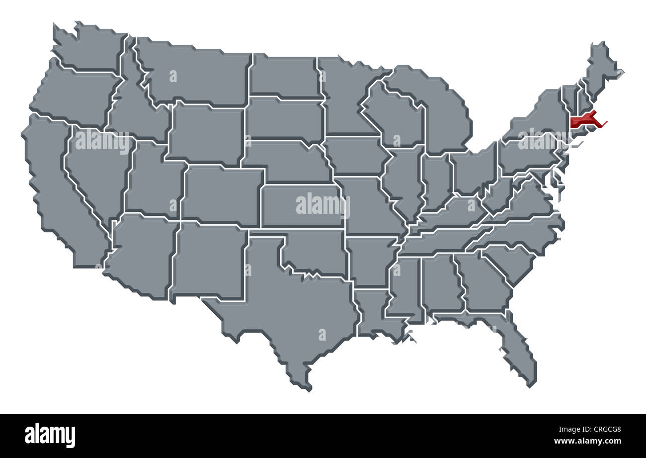 Political map of United States with the several states where ...