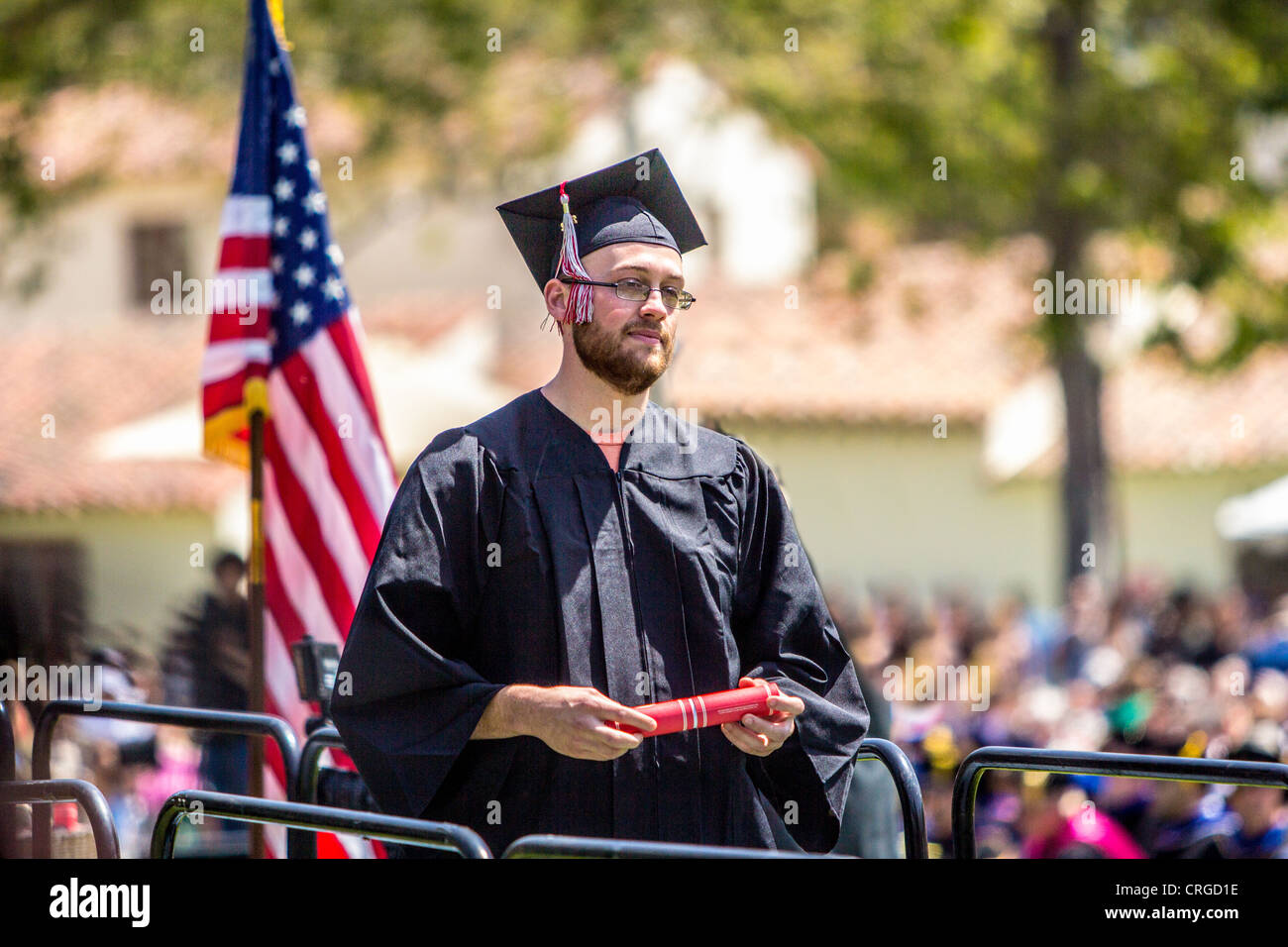 A young man at his college graduation ceremony at California State ...