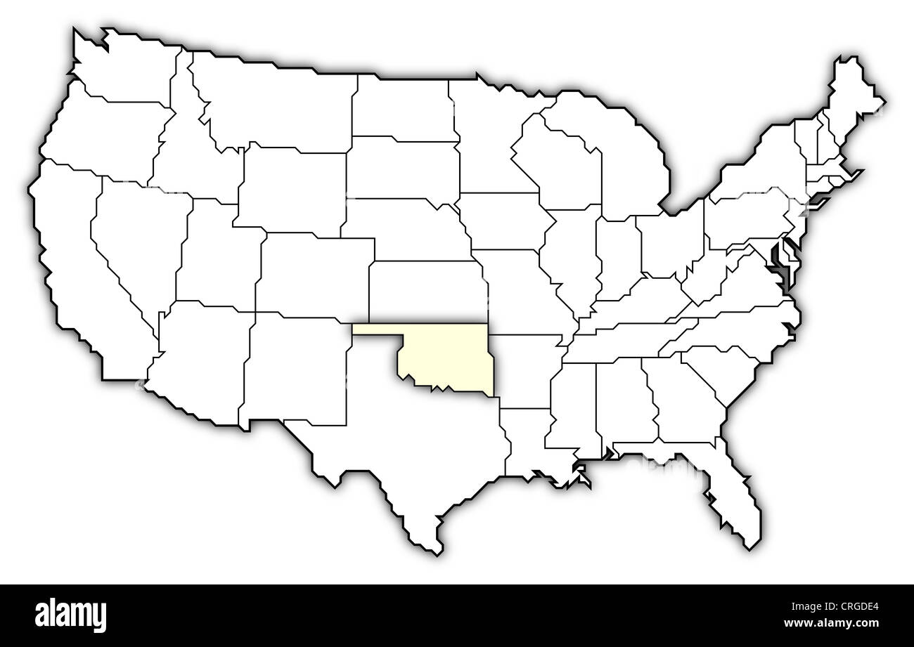 Political map of United States with the several states where Oklahoma ...