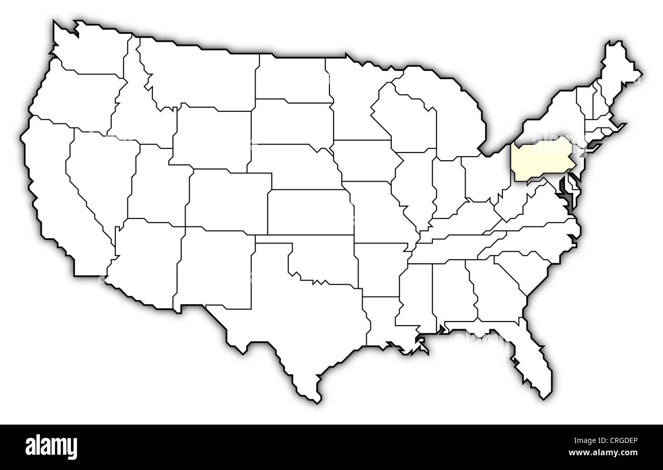 Political map of United States with the several states where ...