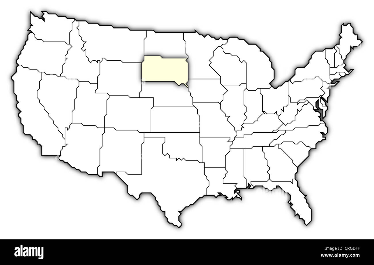 Political map of United States with the several states where South ...