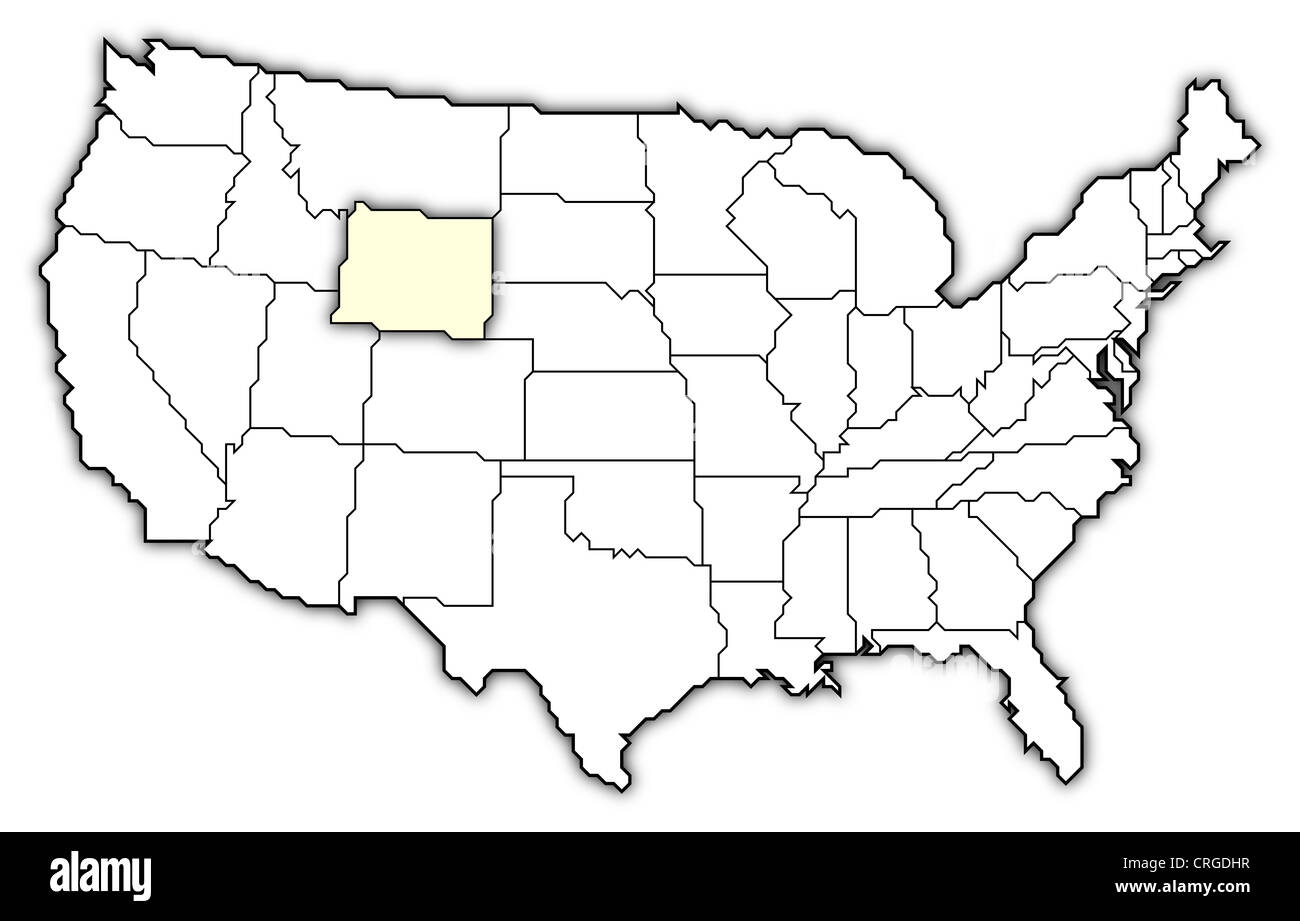 Political map of United States with the several states where Wyoming is ...