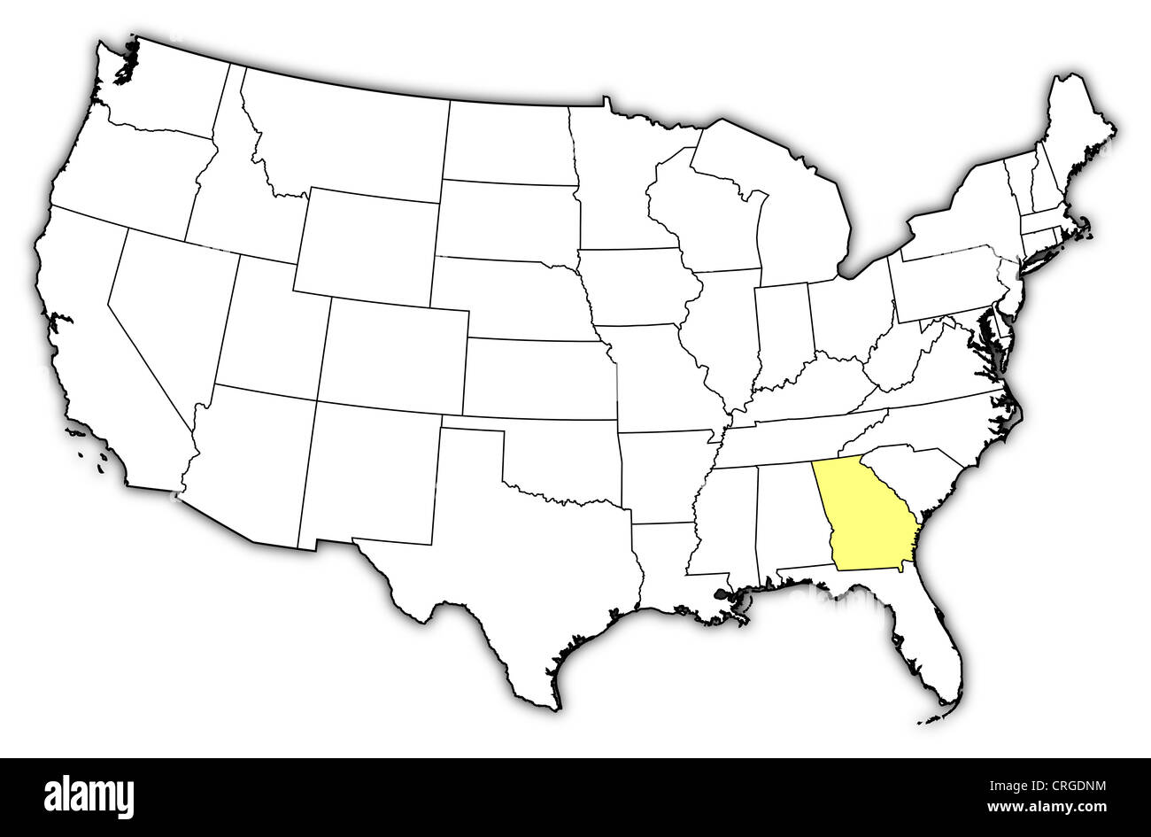 Political map of United States with the several states where Georgia is ...