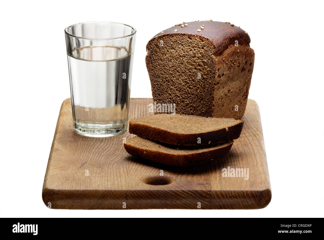Bread and a glass of water Stock Photo - Alamy