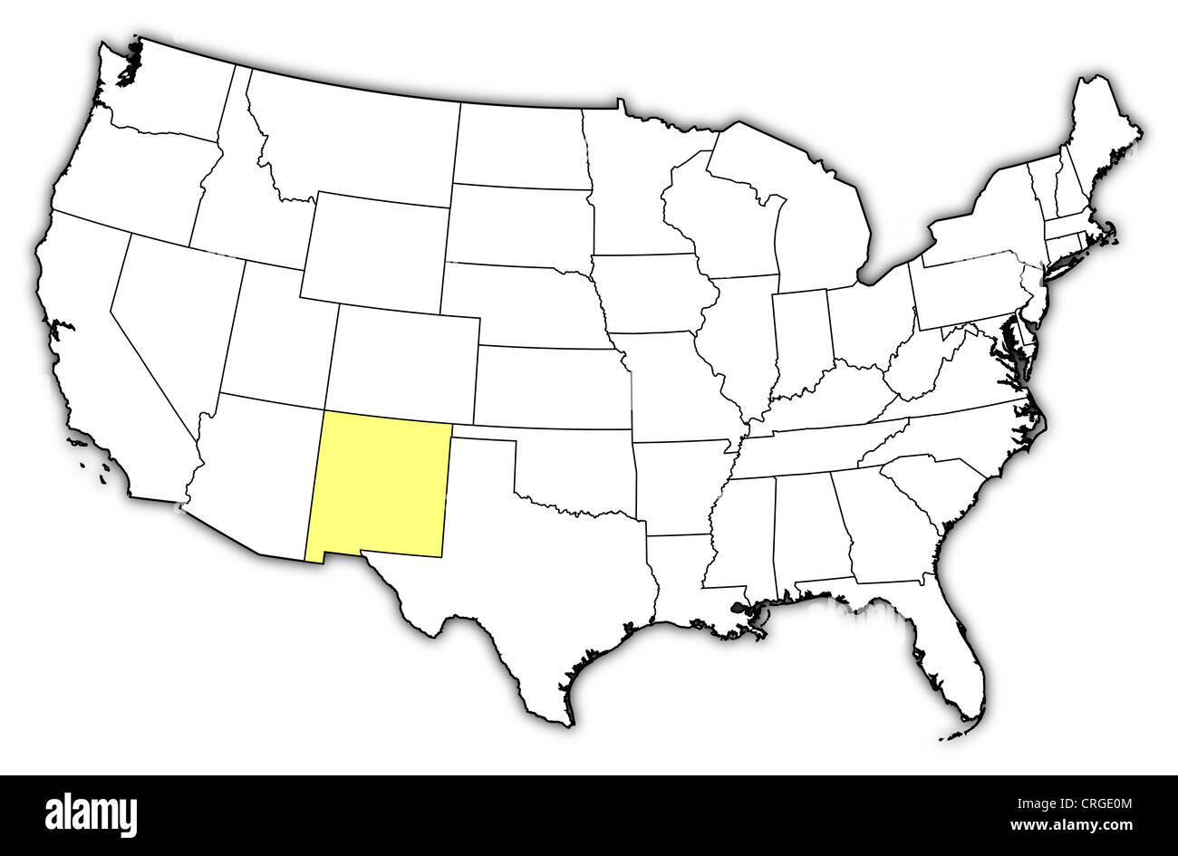 Political map of United States with the several states where New Mexico ...