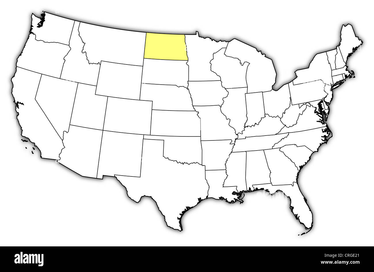 Political map of United States with the several states where North ...