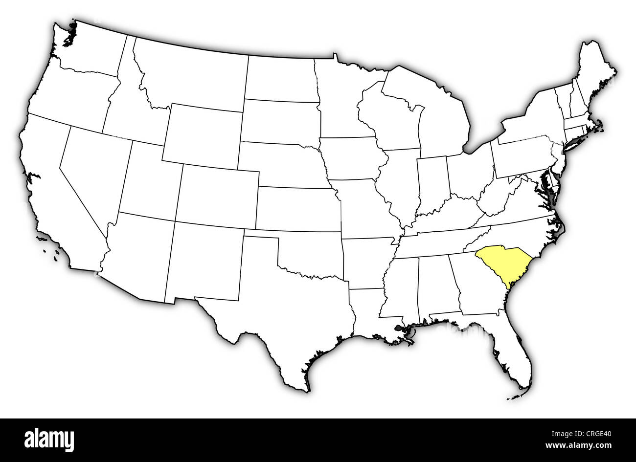 Political map of United States with the several states where South ...