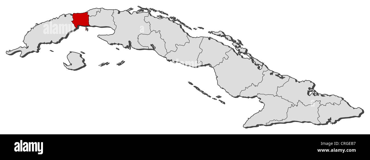 Political map of Cuba with the several provinces where Artemisa is ...