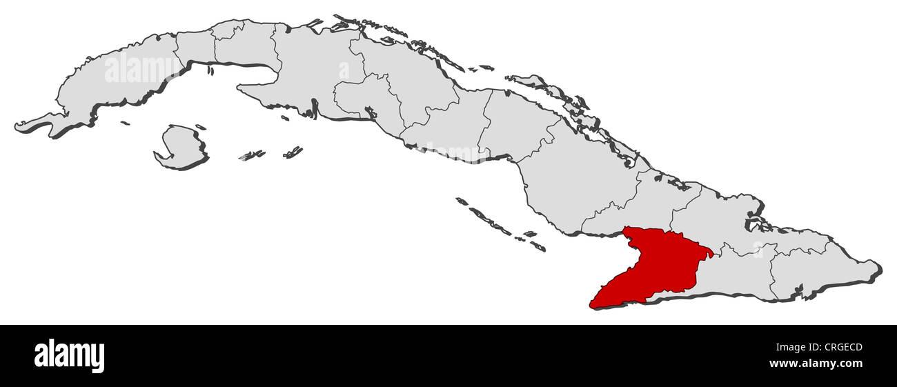 Political map of Cuba with the several provinces where Granma is ...