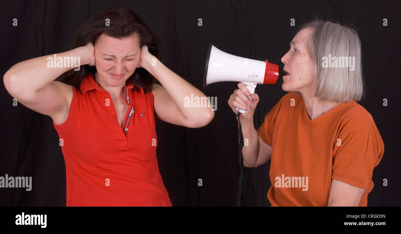 Symbolic For Generation Gap Mother Shouting Into A Megaphone To