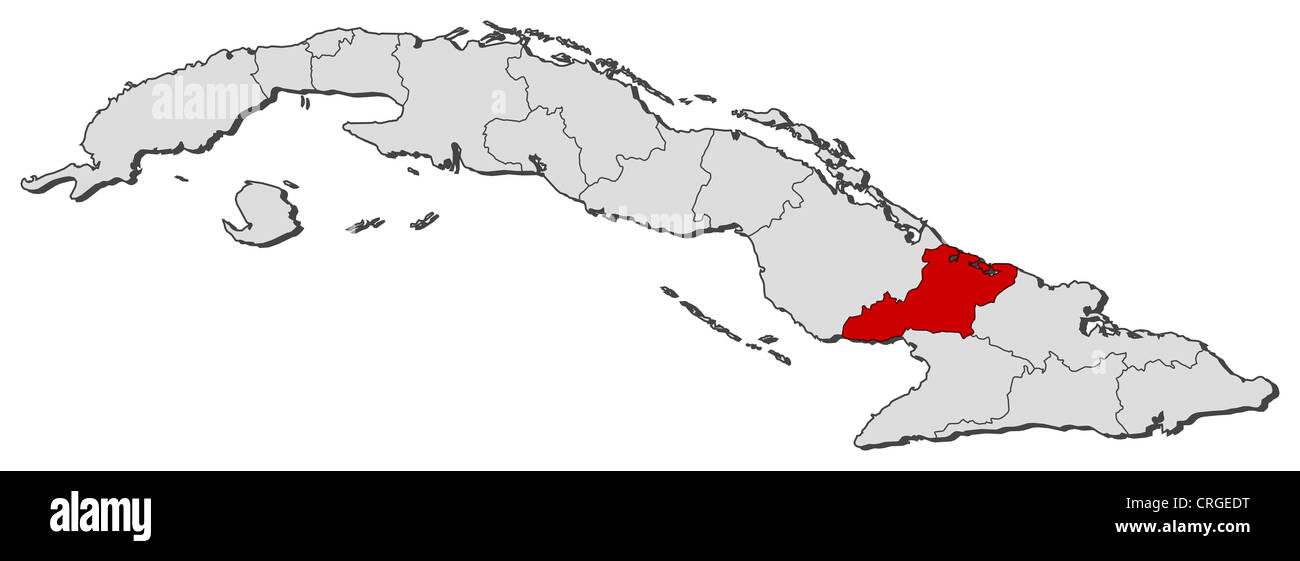 Political map of Cuba with the several provinces where Las Tunas is ...