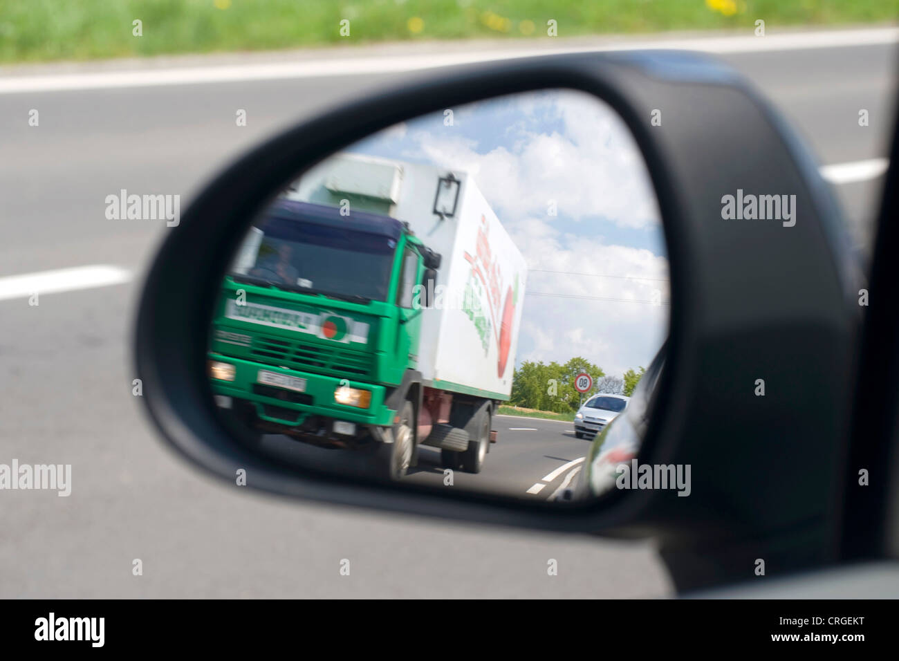 lorry in a driver mirror Stock Photo - Alamy