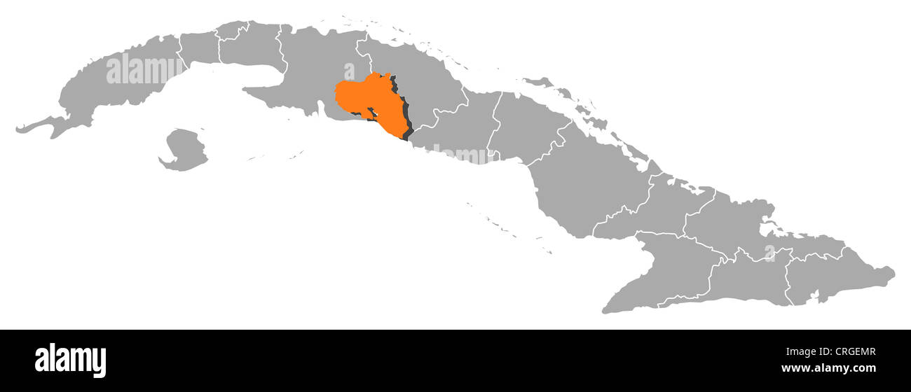 Political map of Cuba with the several provinces where Cienfuegos is ...
