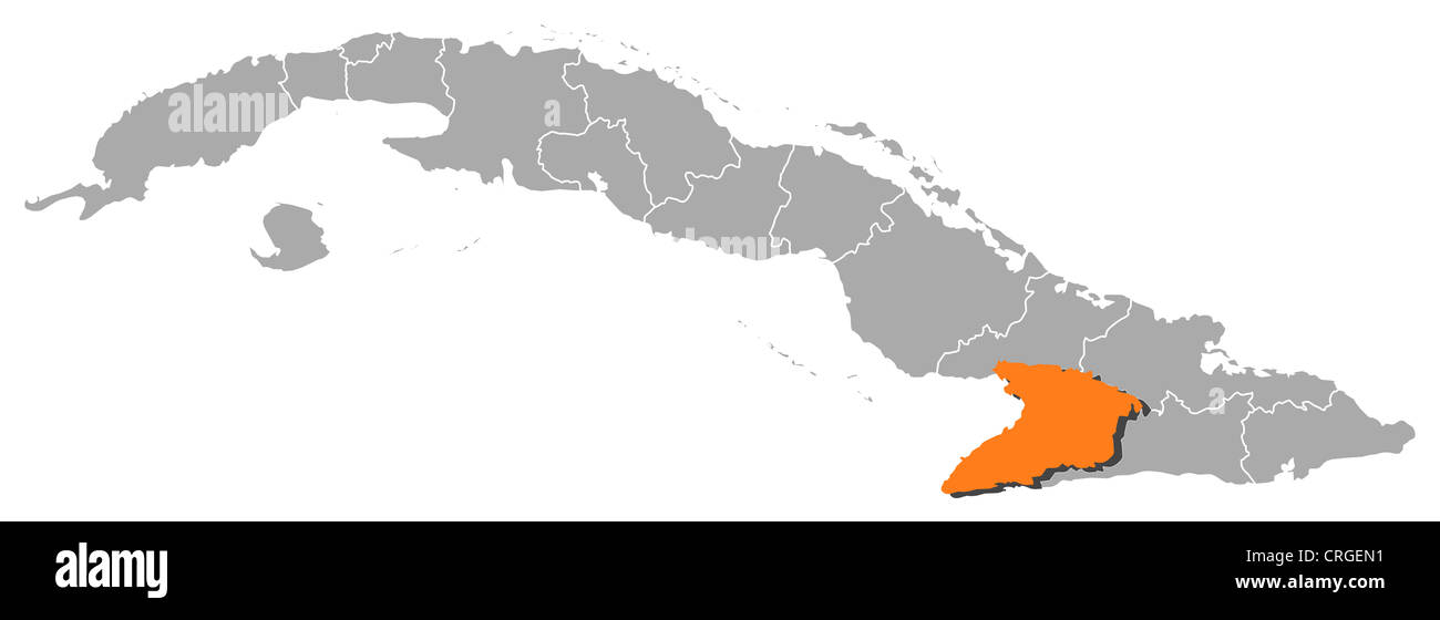 Political map of Cuba with the several provinces where Granma is ...