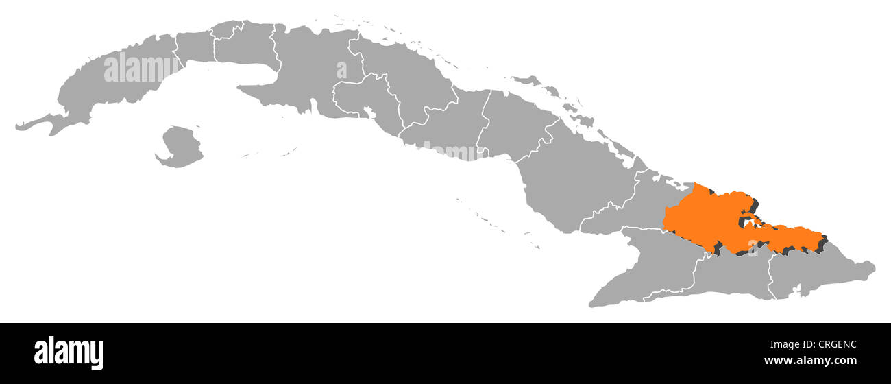 Political map of Cuba with the several provinces where Holguín is ...