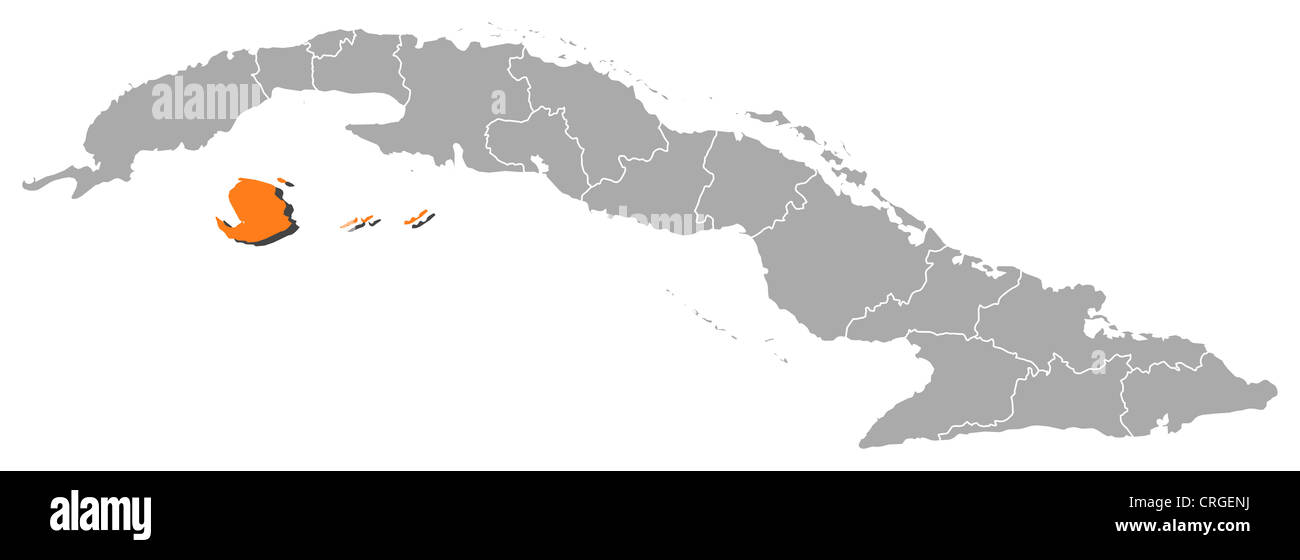 Political map of Cuba with the several provinces where Isla de la ...