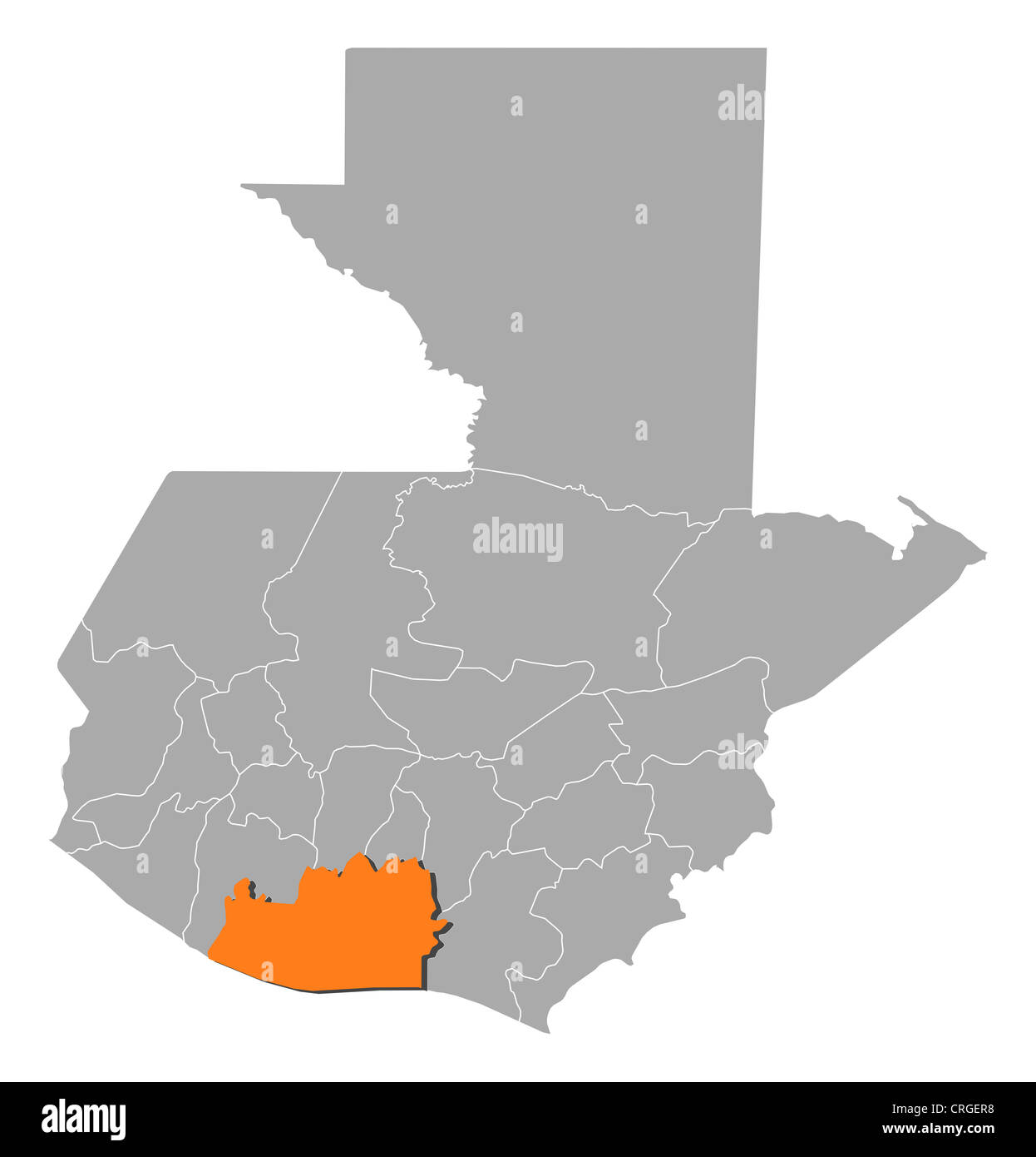 Political map of Guatemala with the several departments where Escuintla ...