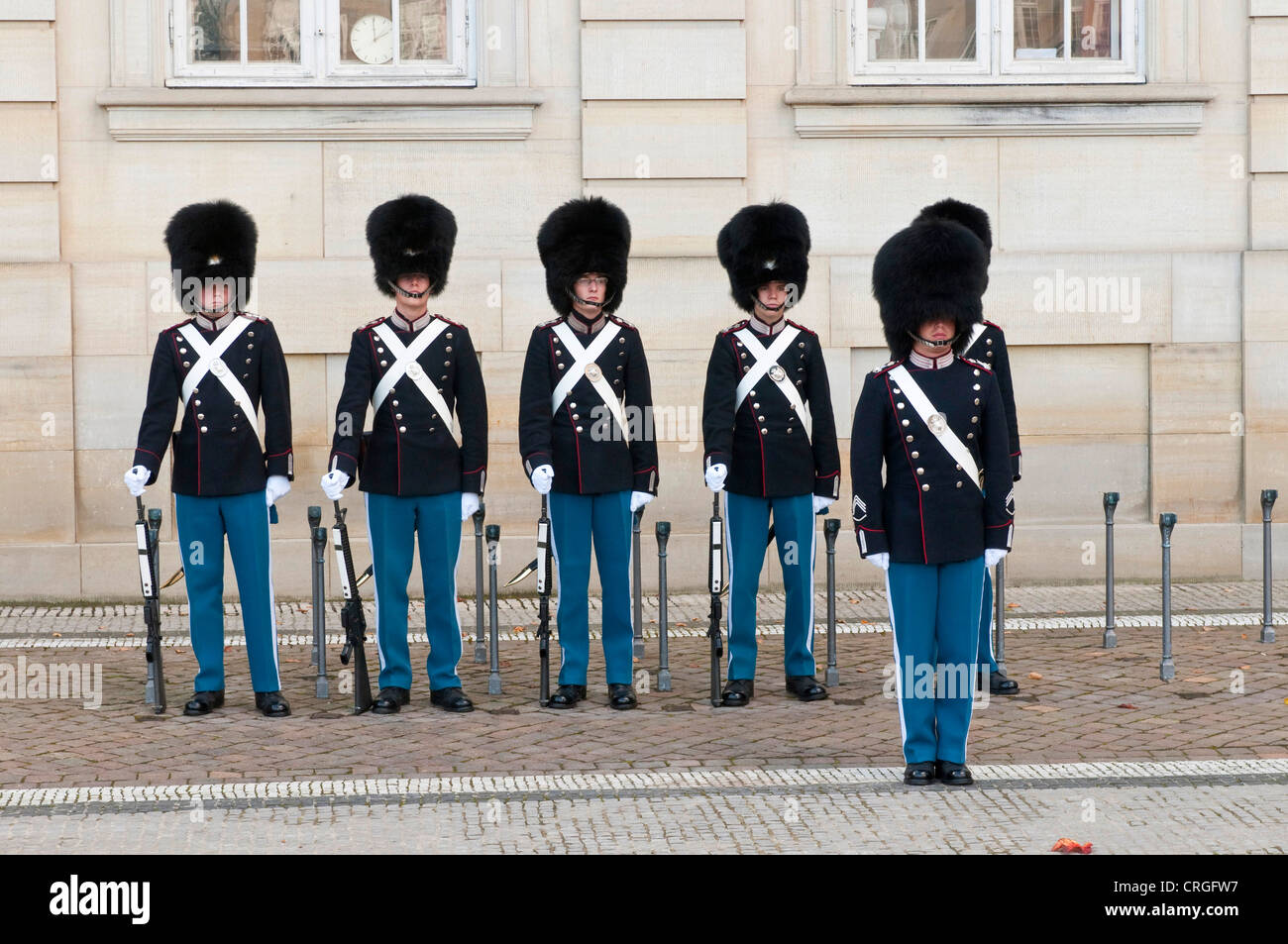 Guards with bearskin at castle amalienburg hi-res stock photography and ...