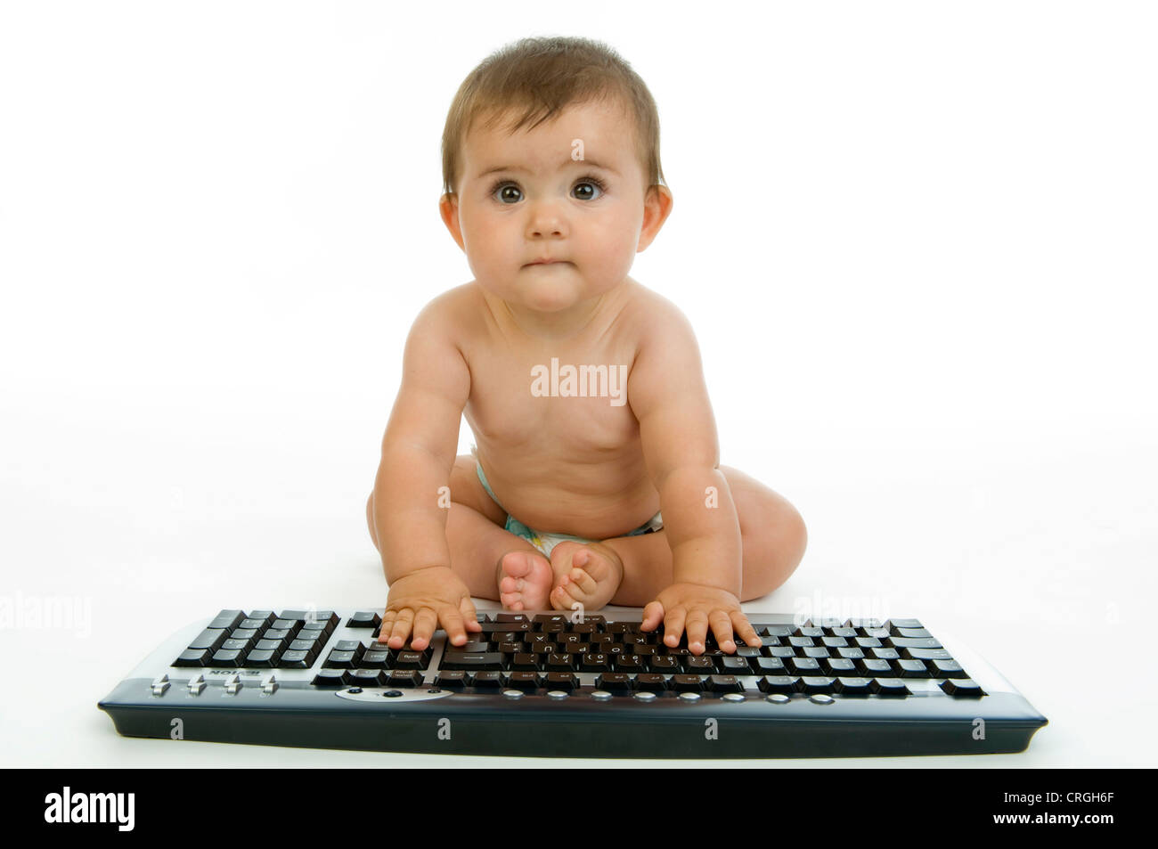 little child with computer keyboard Stock Photo - Alamy