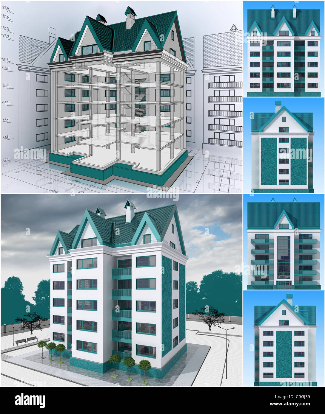 The project of residential house. 3D image Stock Photo - Alamy
