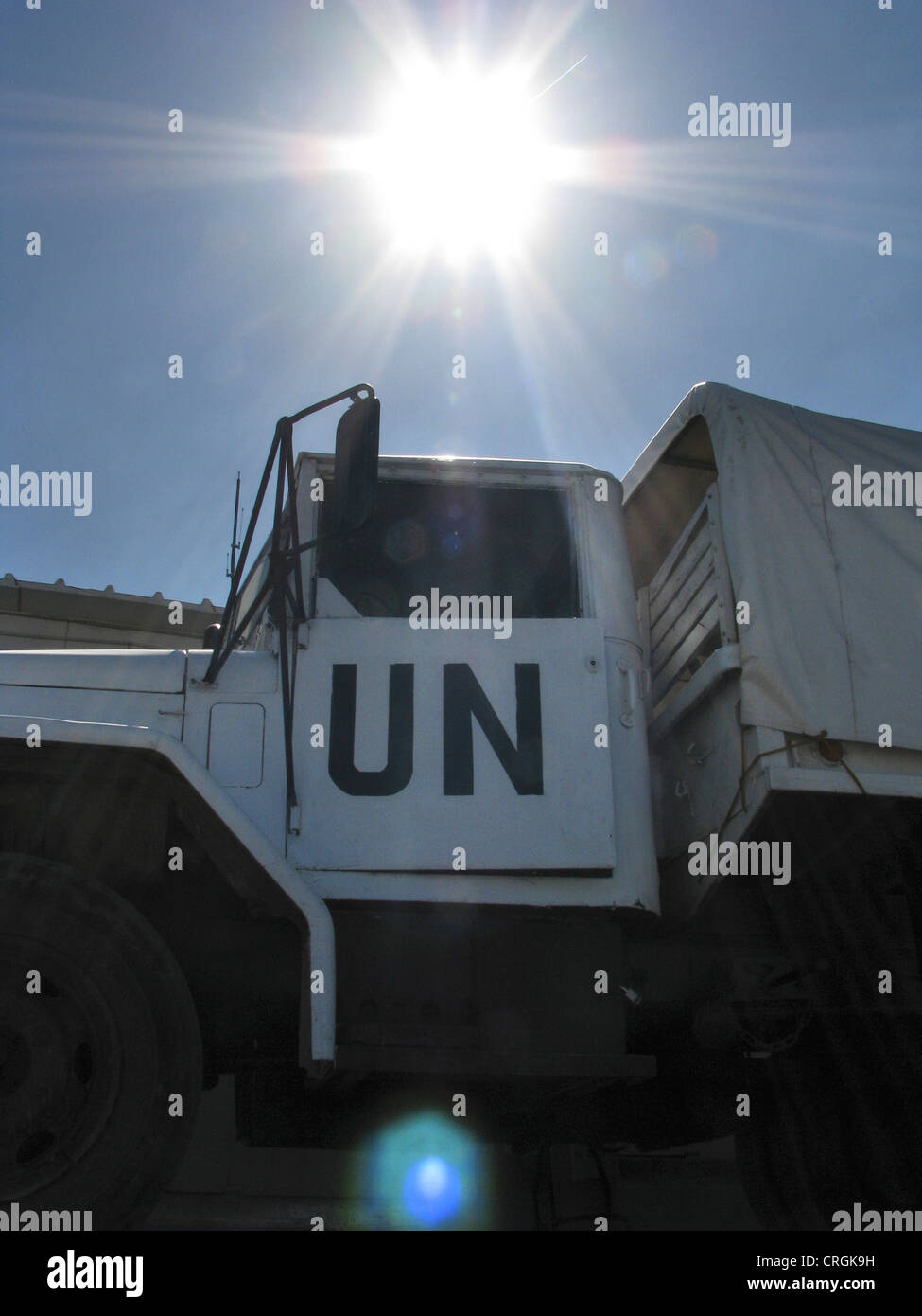 UN truck of the 'United Nations Stabilisation Mission in Haiti' parking ...