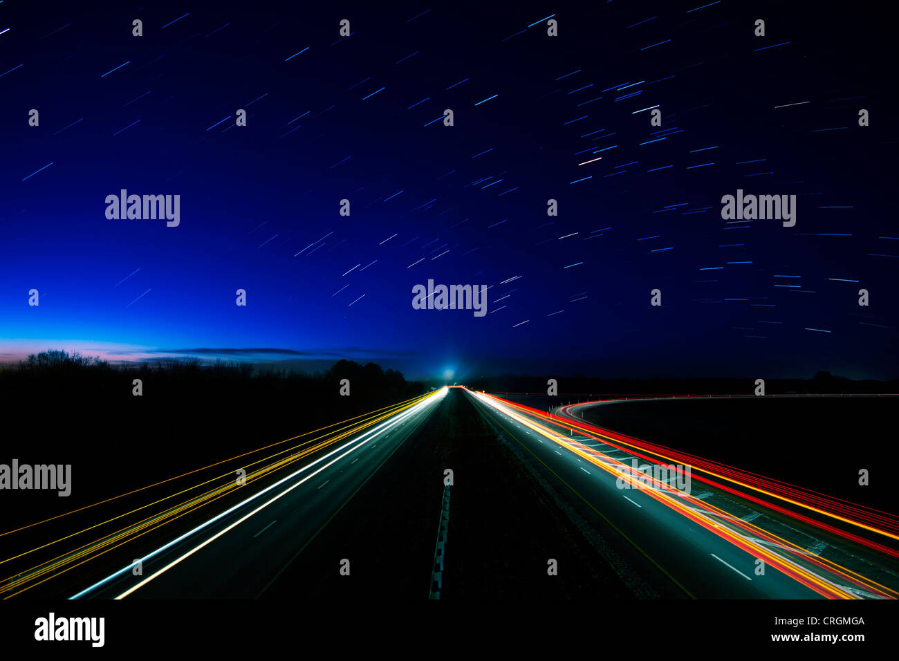 Interstate traffic with stars overhead Stock Photo - Alamy