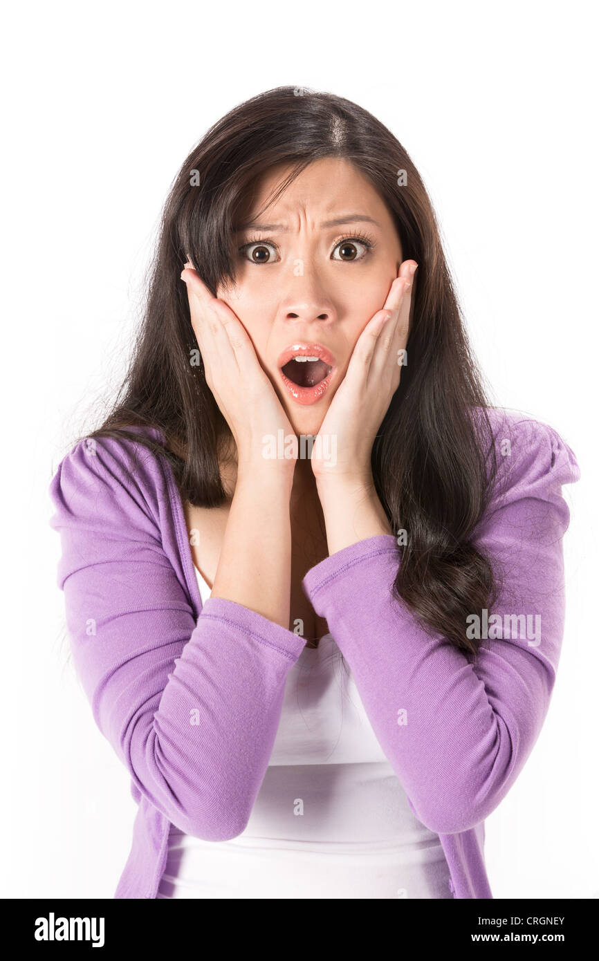 Asian woman looking shocked and surprised. Isolated on white Stock ... Asian woman looking shocked and surprised. Isolated on white Stock ...