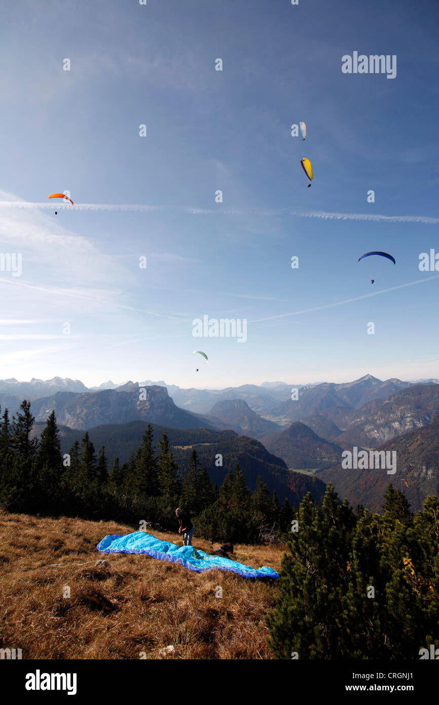 paragliding in front of Berchtesgadener Alpen, Germany, Bavaria ...