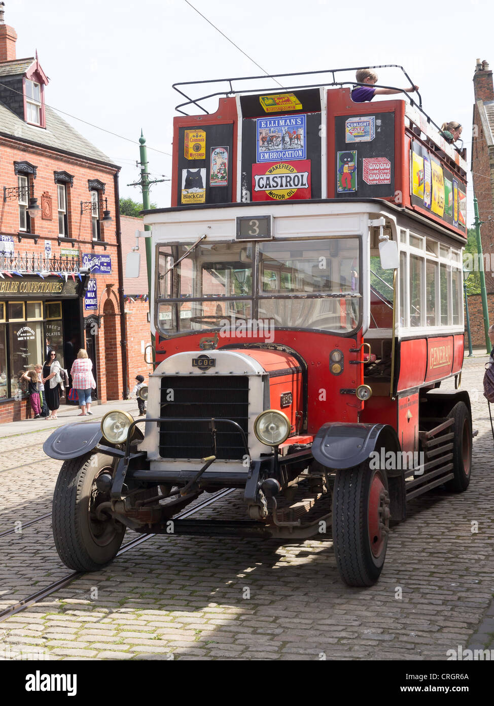Replica open topped double decker London General Omnibus Co bus in the ...