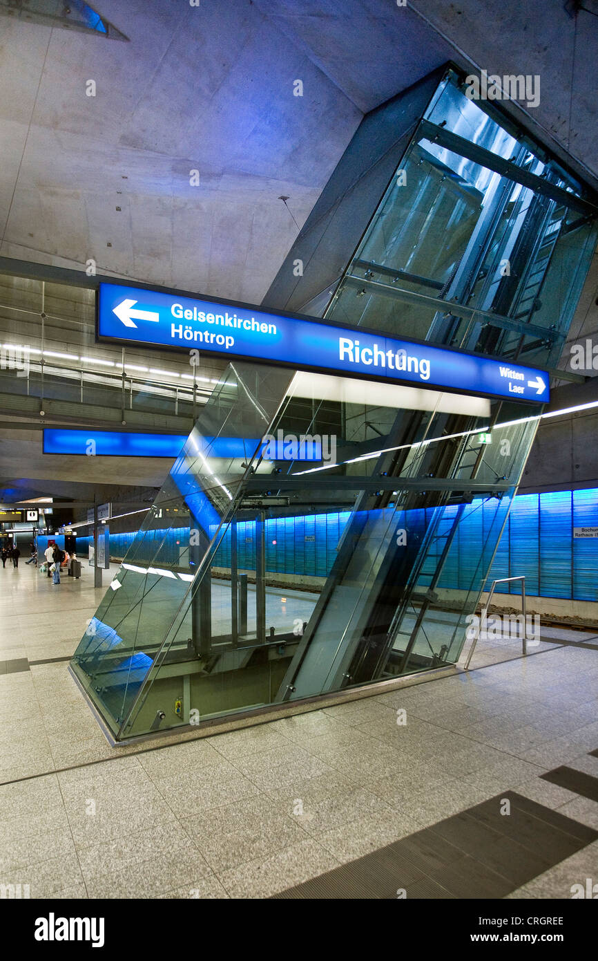 underground station city-hall-south with slanting elevator, Germany ...